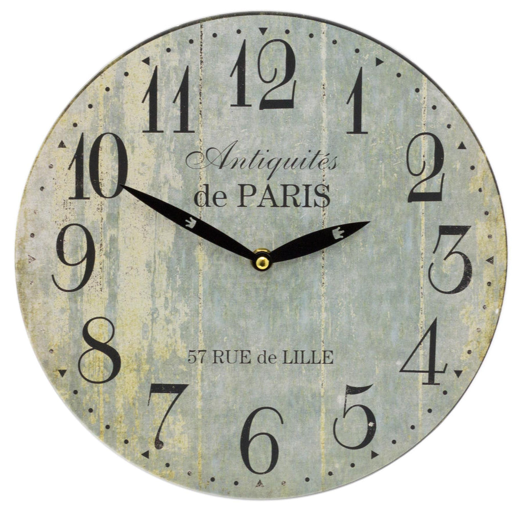 Paris 28Cm Distressed Round Wall Clock - Duck Egg Blue – Carousel
