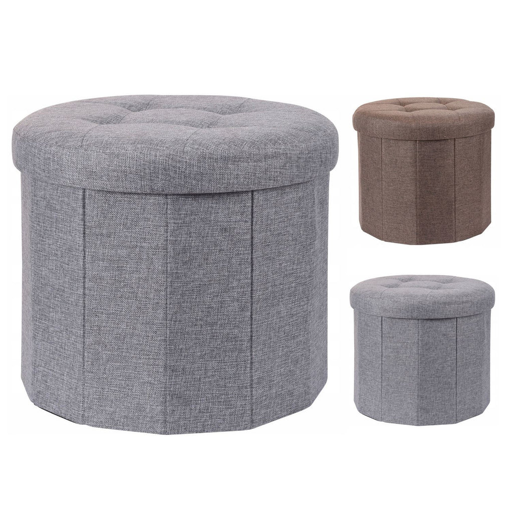 Fabric Pouffe Storage Footstool Round Storage Ottoman | Folding Footst ...