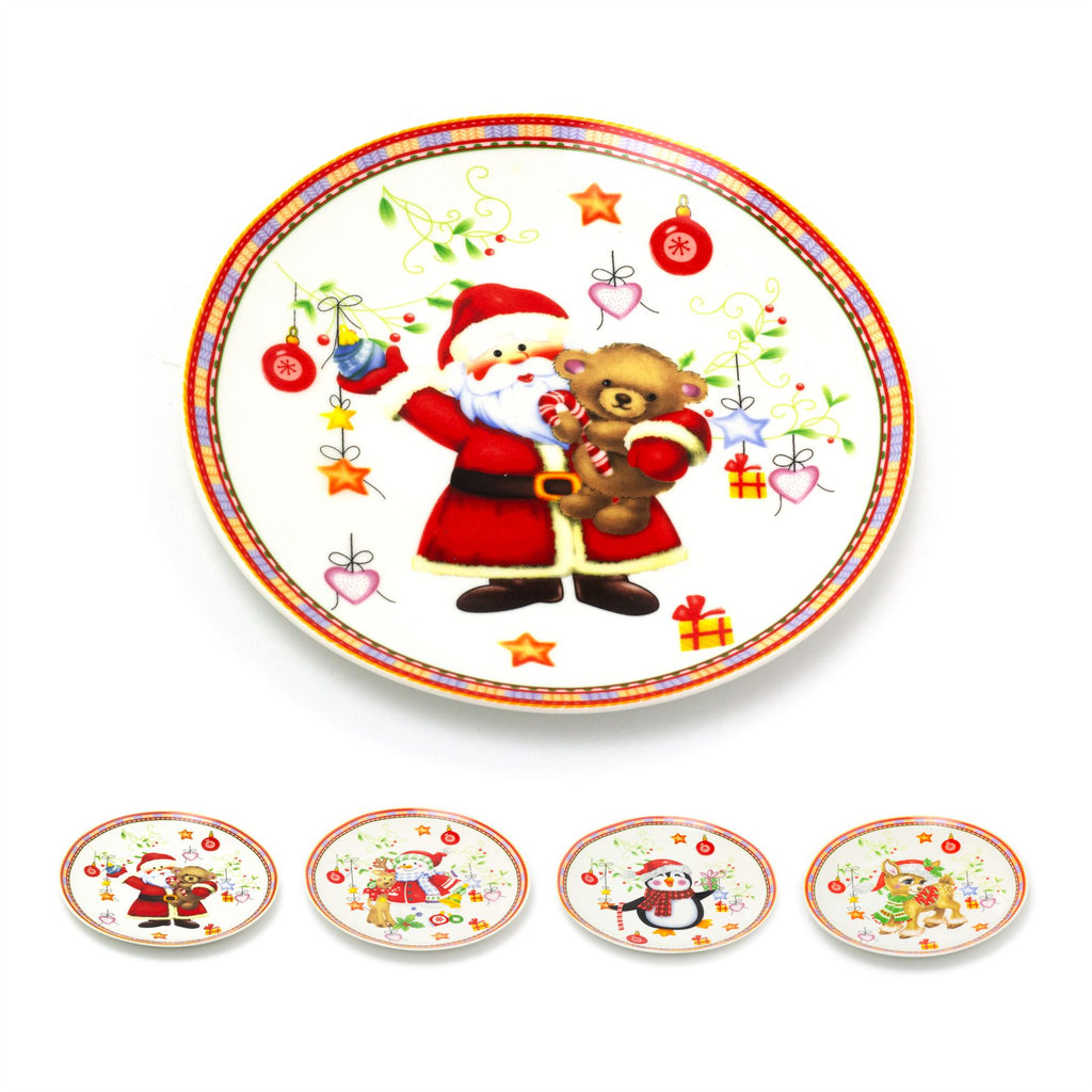 Round Ceramic Christmas Plate | Festive Serving Dish Christmas Snack P ...