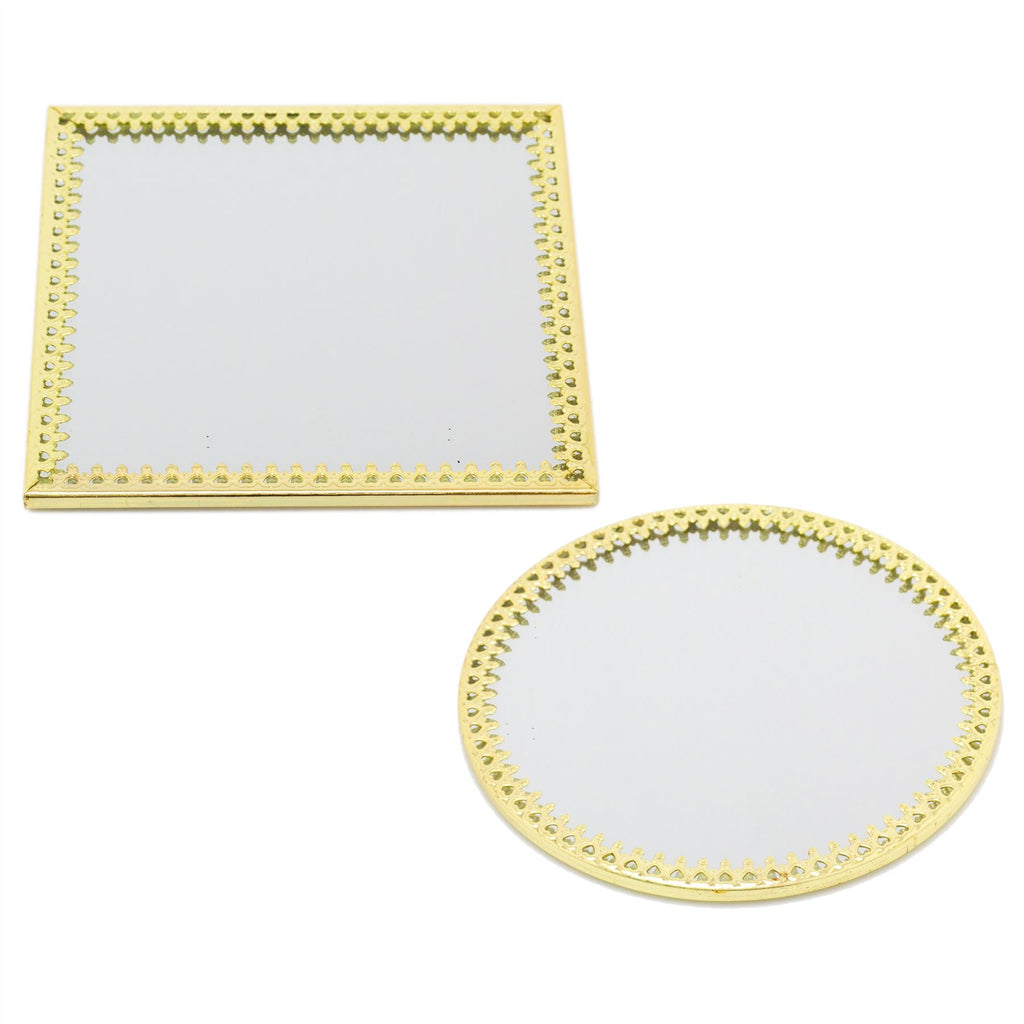 10cm Decorative Mirror Glass Display Plate | Mirrored Candle Tray | Go ...