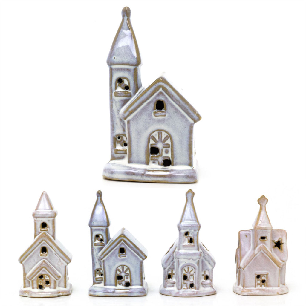 Ceramic LED Church | Light-Up Christmas Chapel Ornament Festive Decora ...