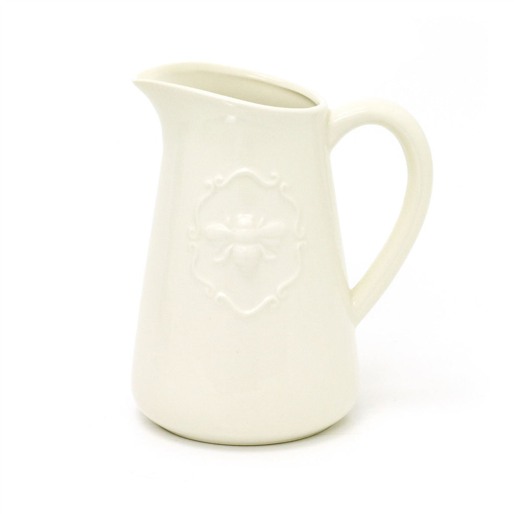Cream Ceramic Embossed Bumble Bee Serving Jug | Honey Bee Water Jug Gl ...