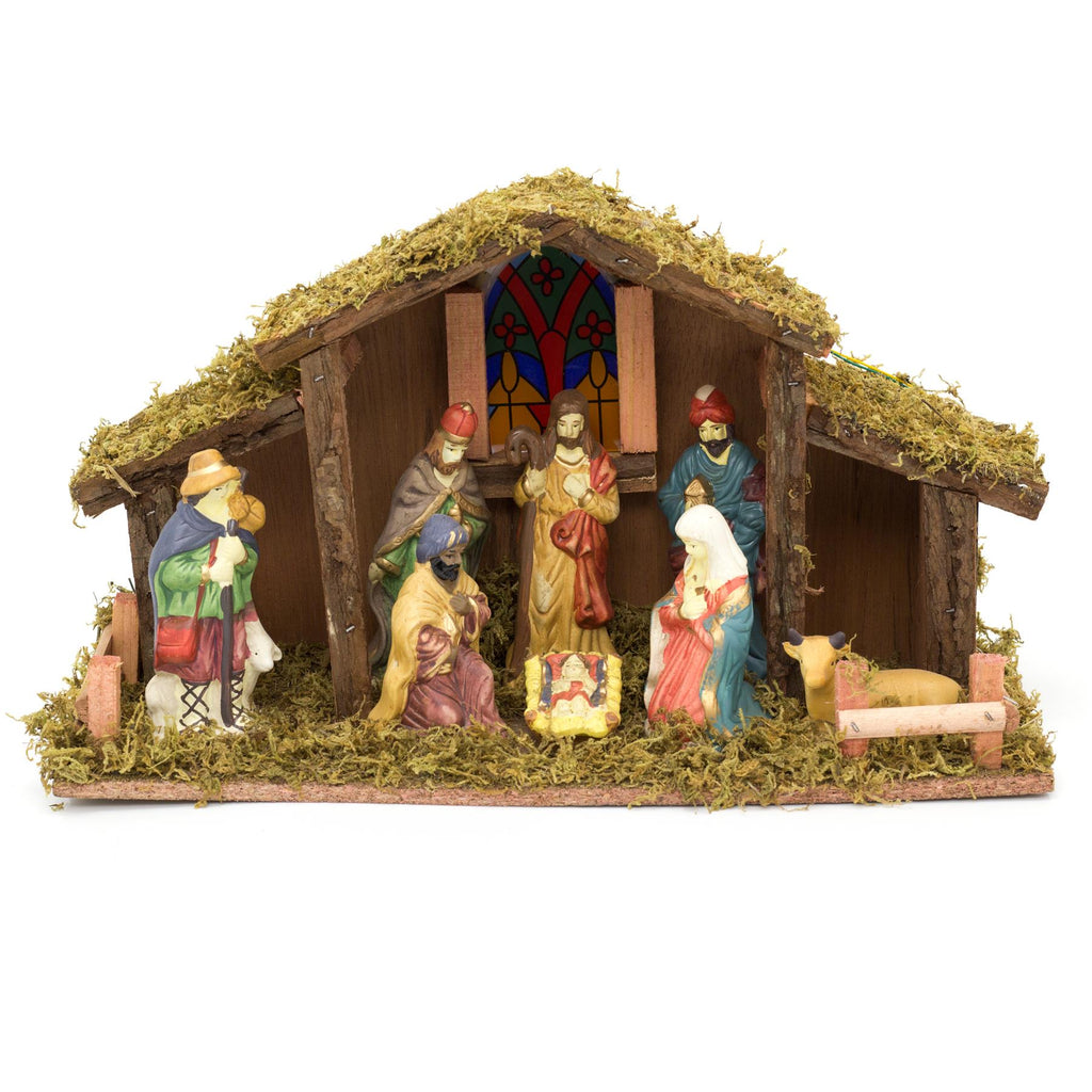 Light Up LED Freestanding Christmas Nativity Set Scene Crib Stable Wit ...