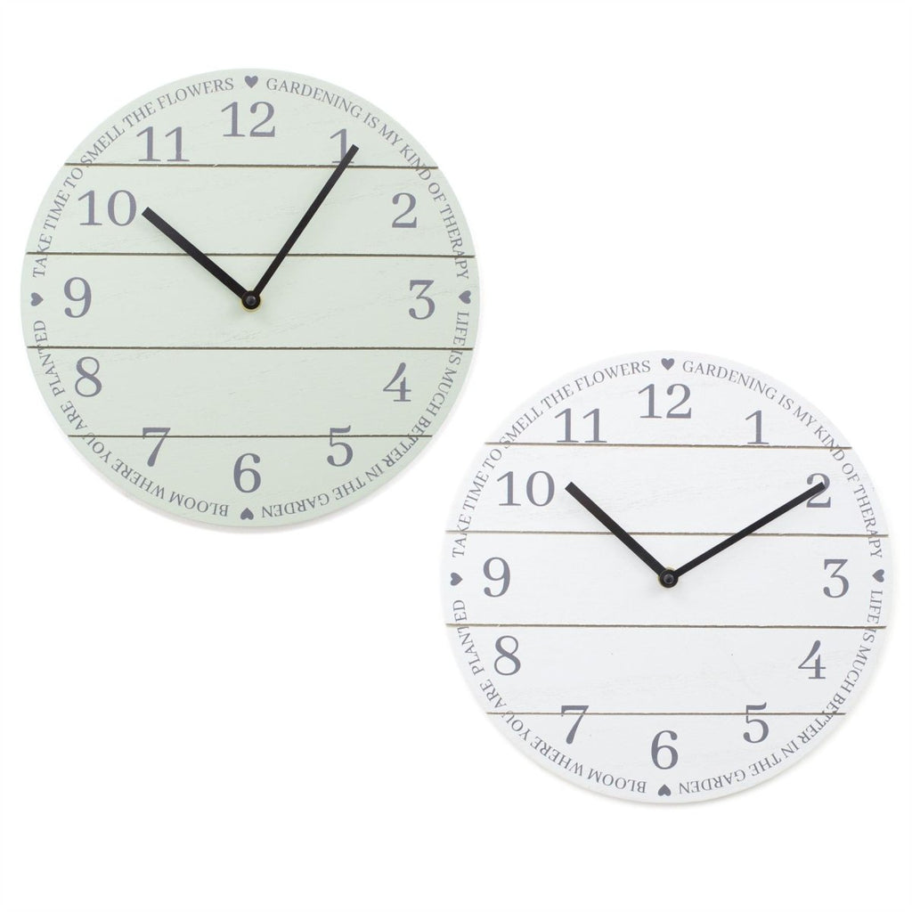 30cm Potting Shed Gardening Round Clock - Wooden Wall Mounted Analogue ...