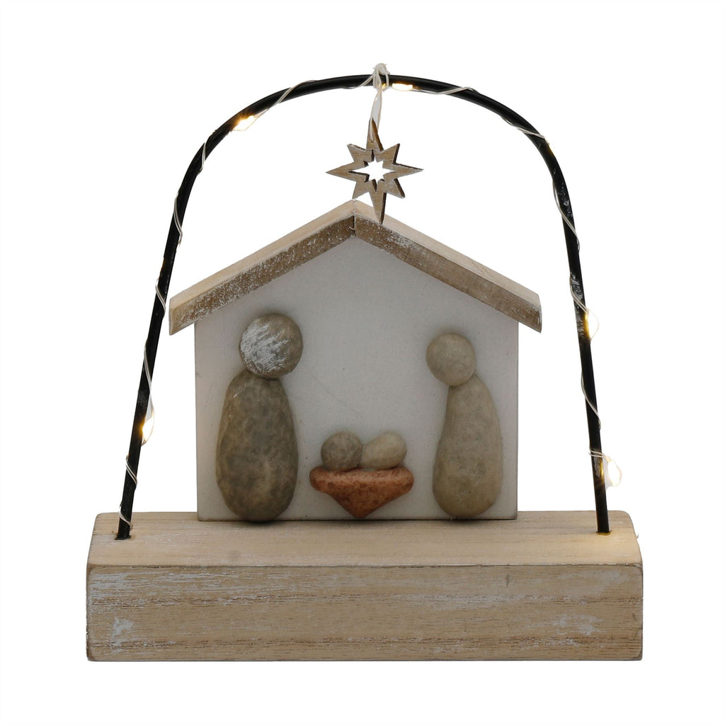 LED Pebble Nativity Set Decoration | Mini Light-up Nativity Scene Orna ...