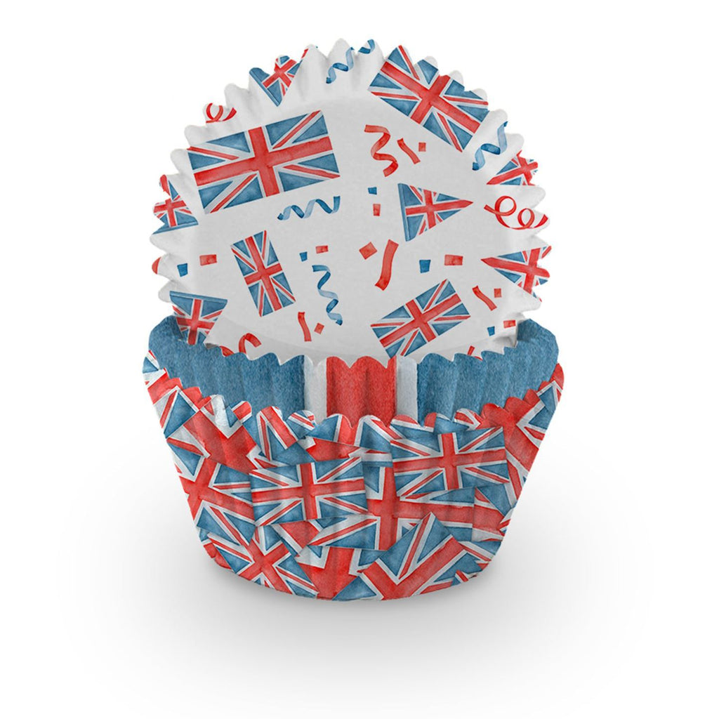 Pack Of 75 Union Jack Cake Cases | Paper Cupcake Cases With 3 Union Ja ...