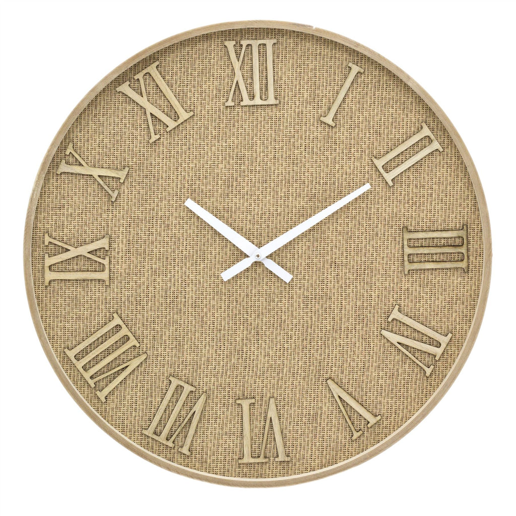 50cm Serenity Woven Wall Clock | Rustic Wooden Boho Wall Hanging Clock ...