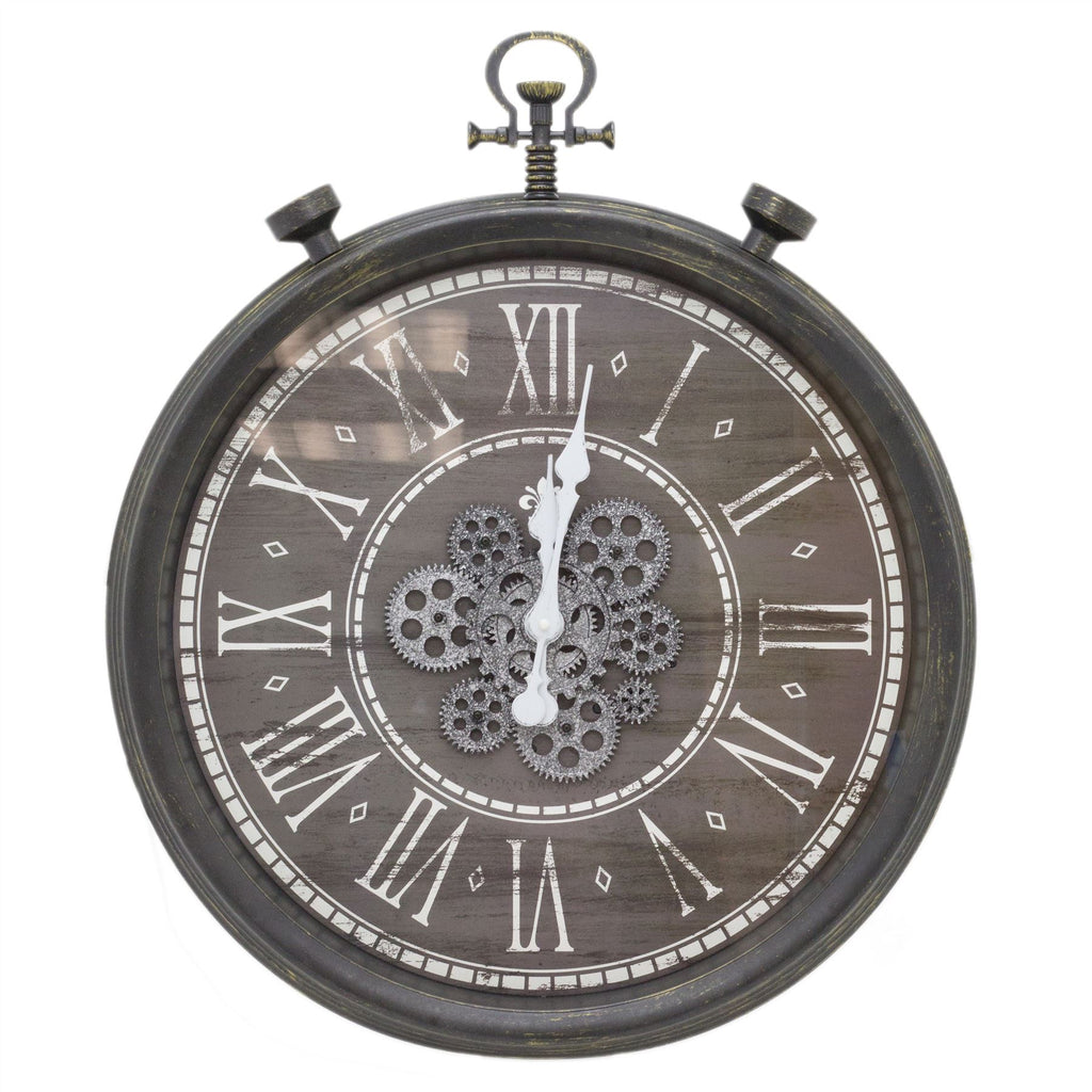 60cm Retro Pocket Watch Moving Gear Clock | Vintage Style Large Wall C ...