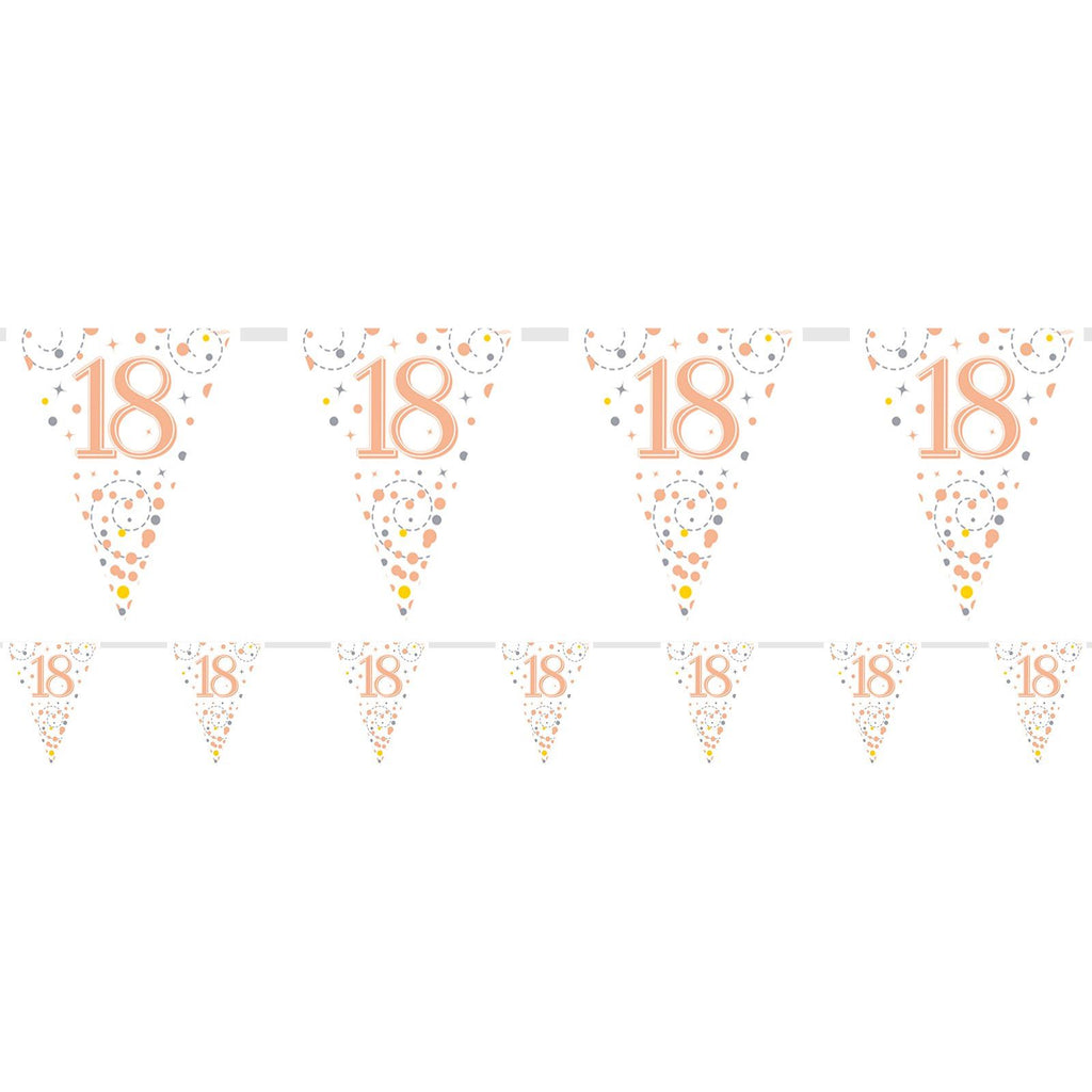 12.8ft Holographic Happy 18th Birthday Bunting | 11 Pennant Flags Tria ...
