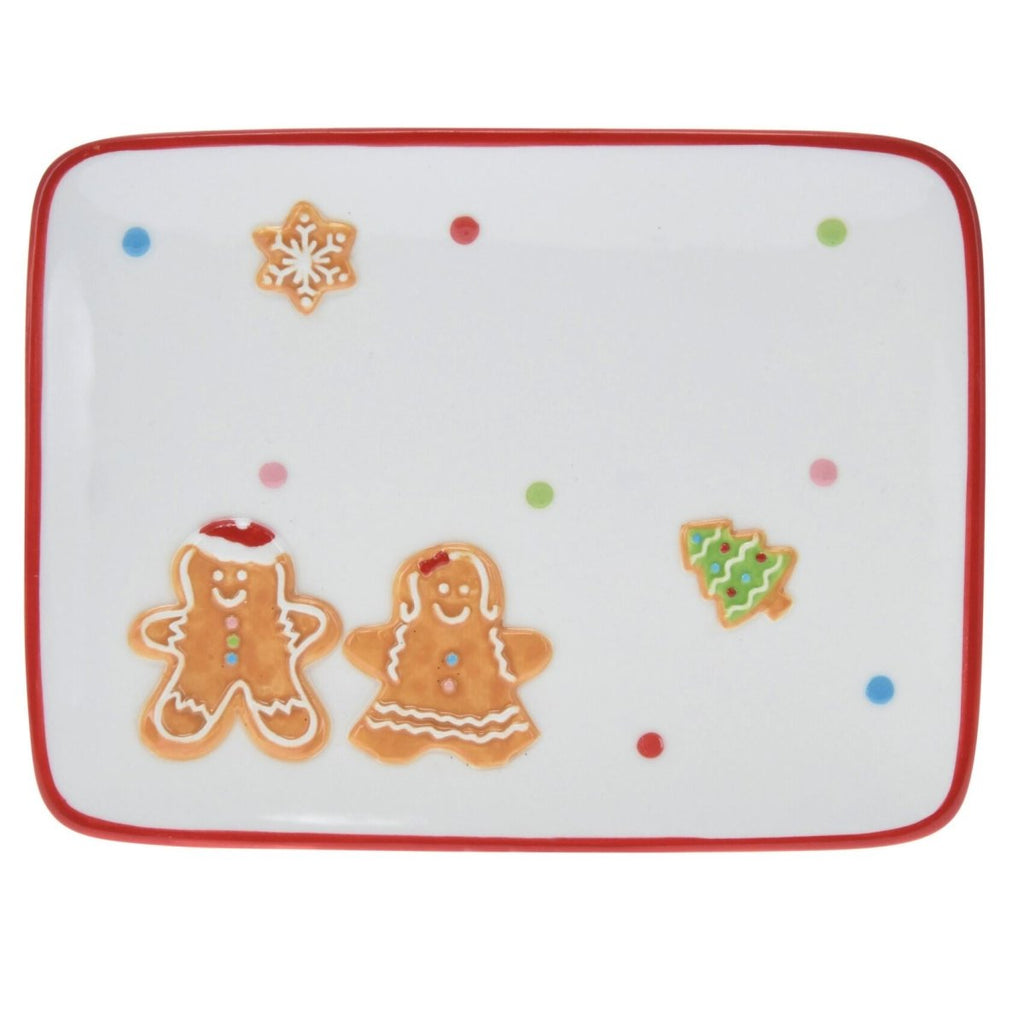 Ceramic Christmas Gingerbread Plate | Rectangle Christmas Snack Plate ...