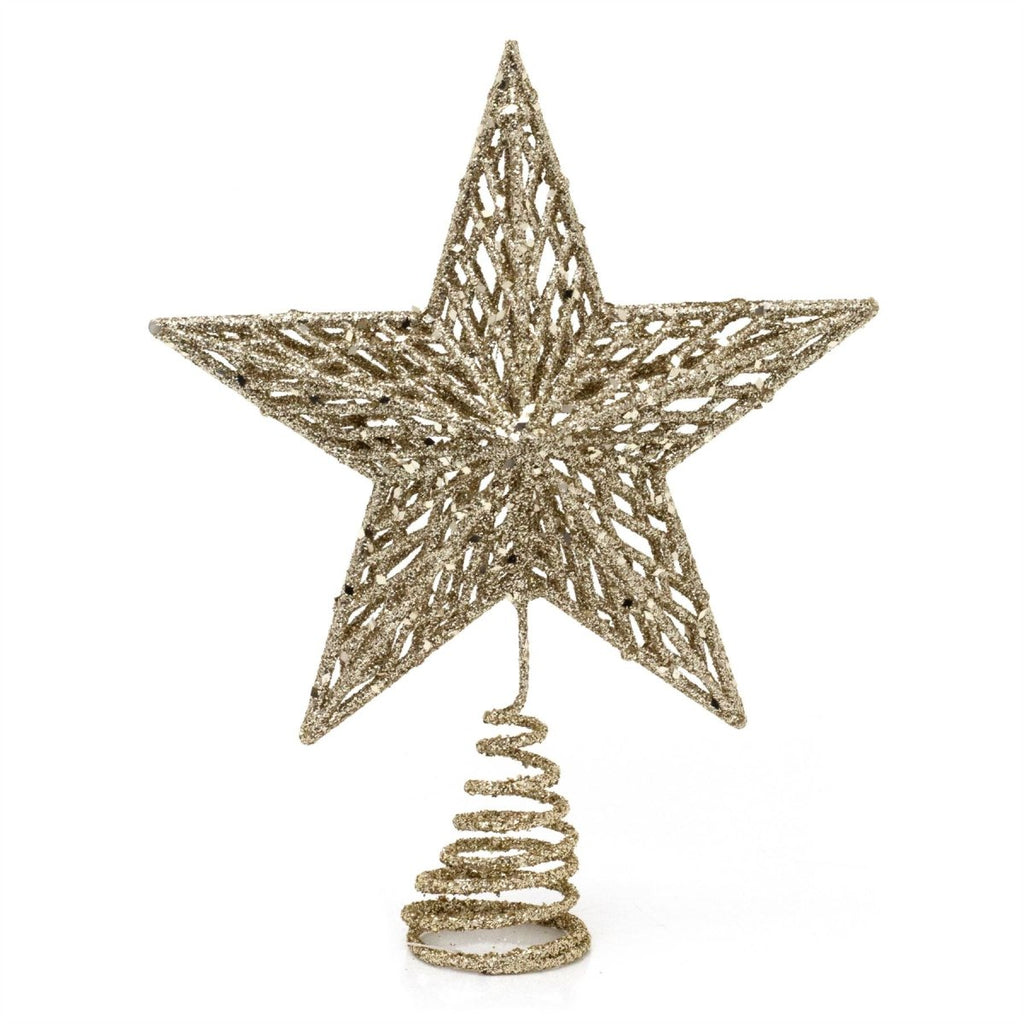 Champagne Gold Star Christmas Tree Topper | Gold Glitter Star Tree Top ...