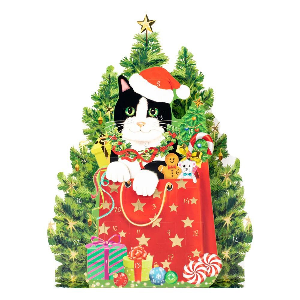 Christmas Cat 3D Christmas Advent Calendar | Fold-out Cat-Shaped Calen ...