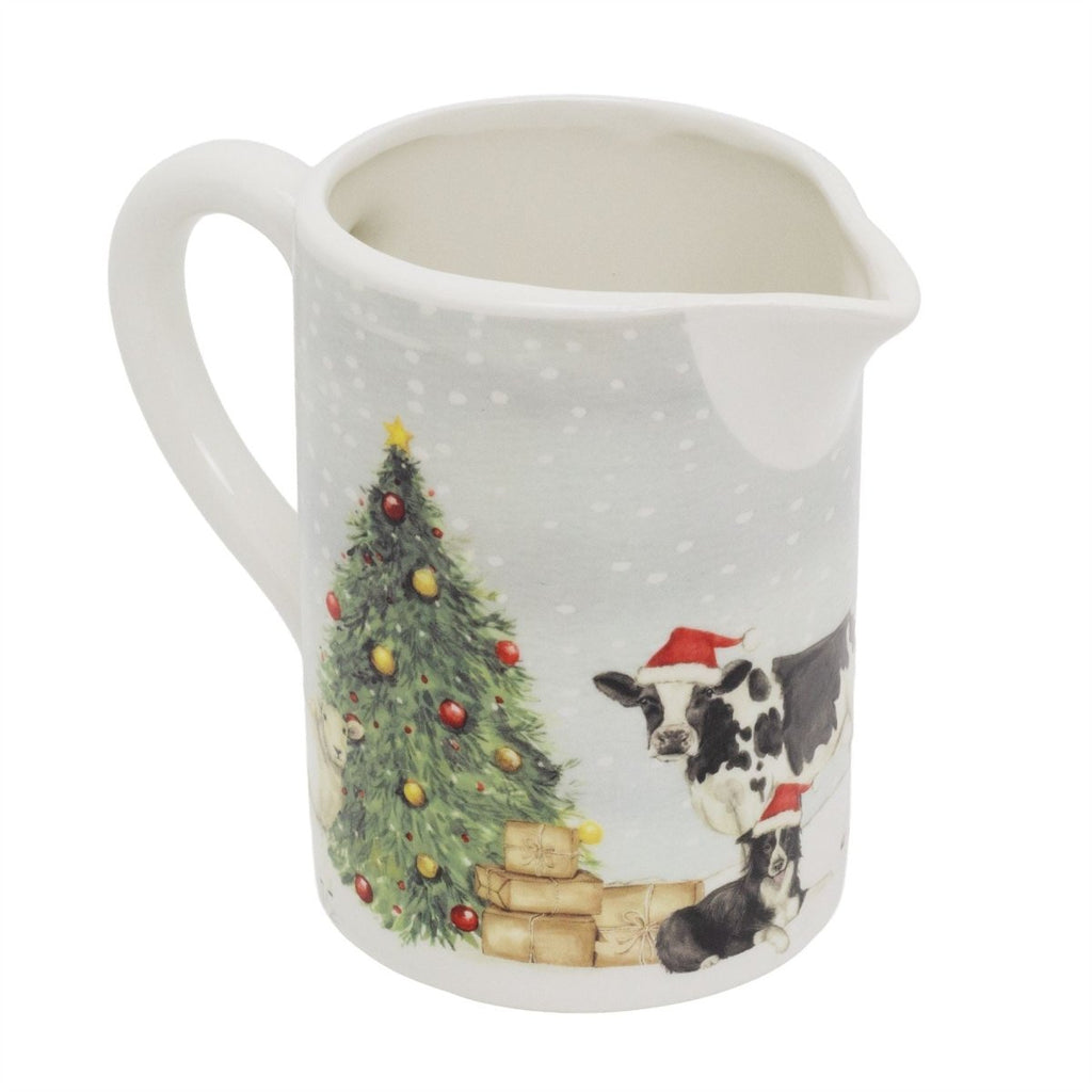 Christmas on the Farm Ceramic Jug | Festive Stoneware Jug with Farm An ...