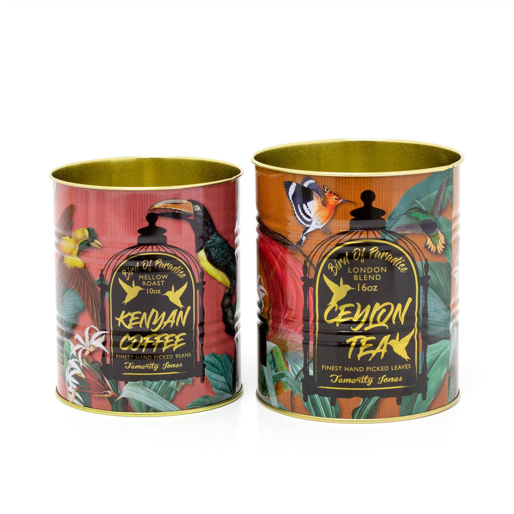 Set of 2 Decorative Replica Tea And Coffee Tin Cans | 2 Piece Birds Of ...