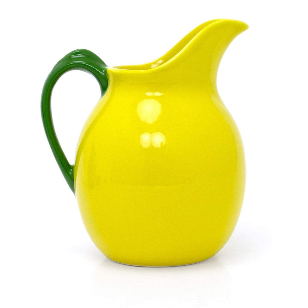 Glazed Lemon Jug | Large Yellow Lemon Ceramic Serving Pitcher & Vase ...