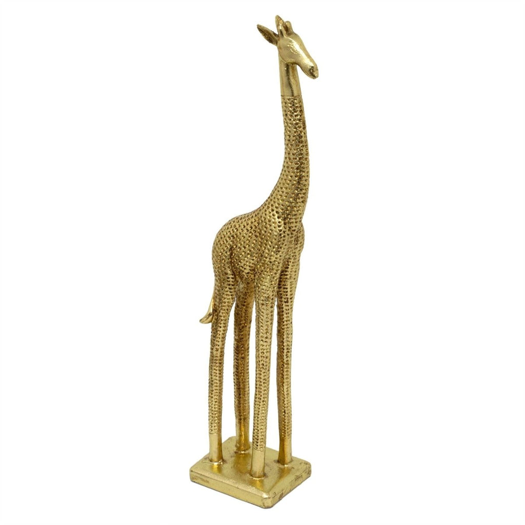 Gold Standing Giraffe Ornament | Wildlife Safari Golden Giraffe Statue ...