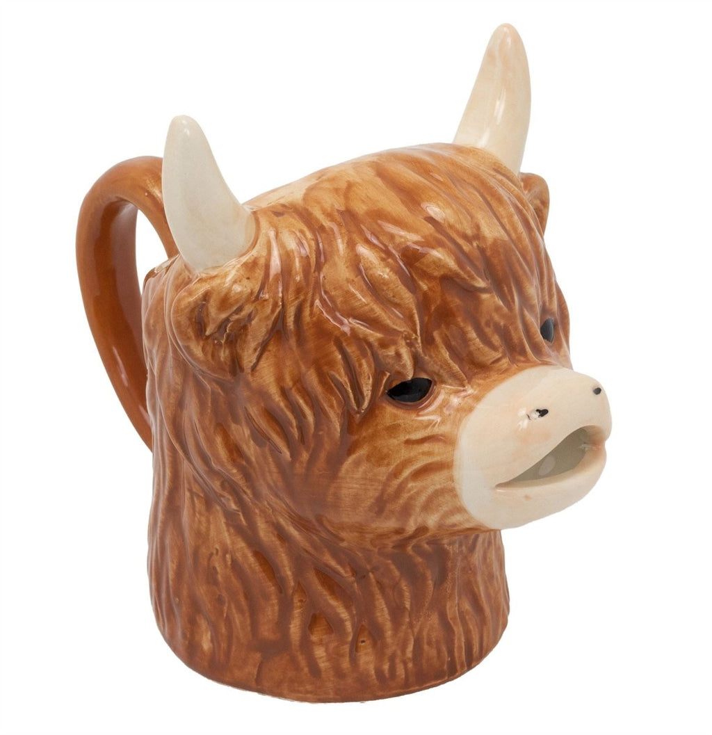 Highland Cow Milk Jug, 19.5cm Ceramic 3D Cow Pitcher, 320ml Farmhouse ...