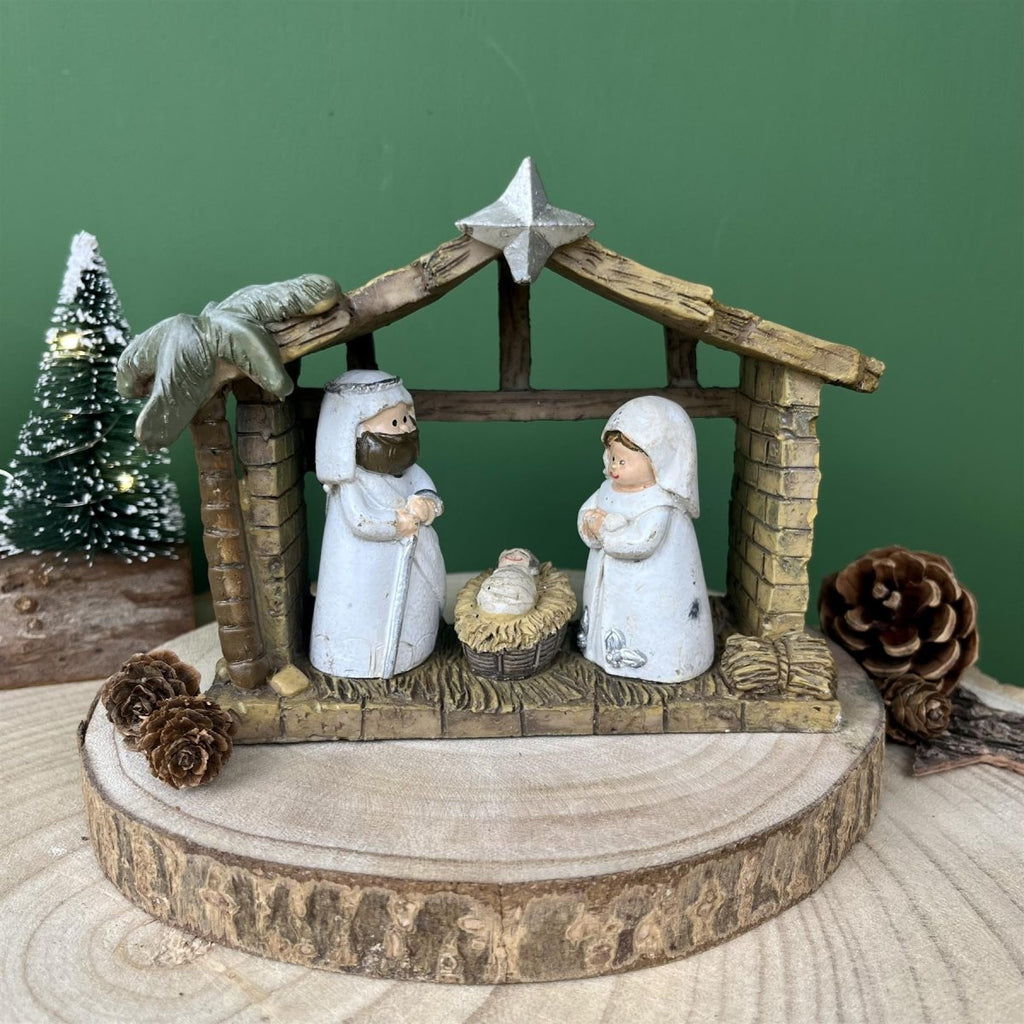 Mini Resin Traditional Nativity Stable Scene Set Christmas Decoration ...