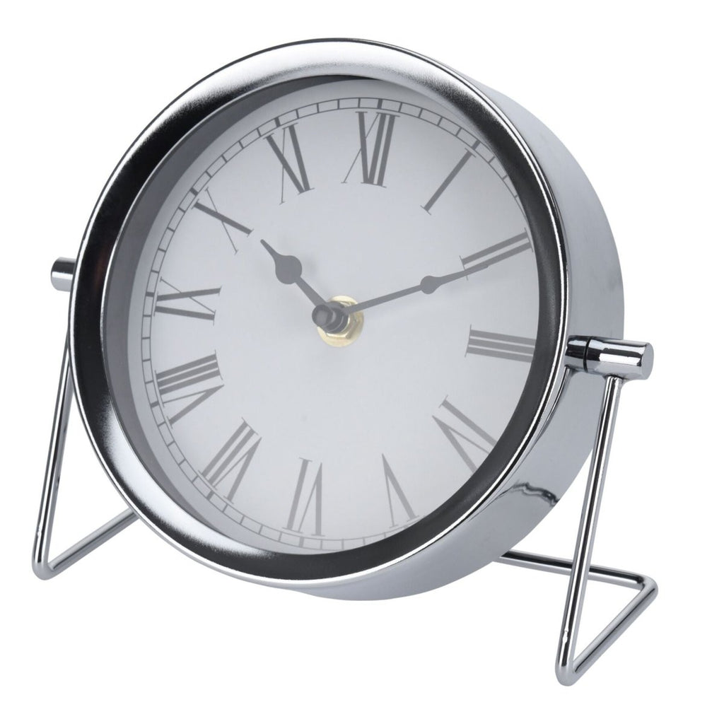 Modern Silver Metal Mantel Clock | Battery Operated Table Clock With S ...
