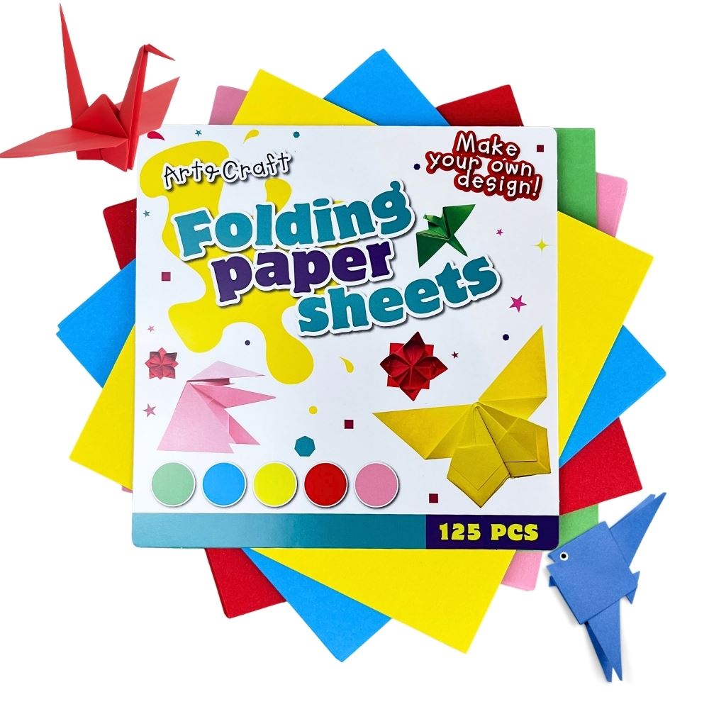 Origami Set with 125 Sheets | Coloured Square Folding Craft Paper 15x1 ...