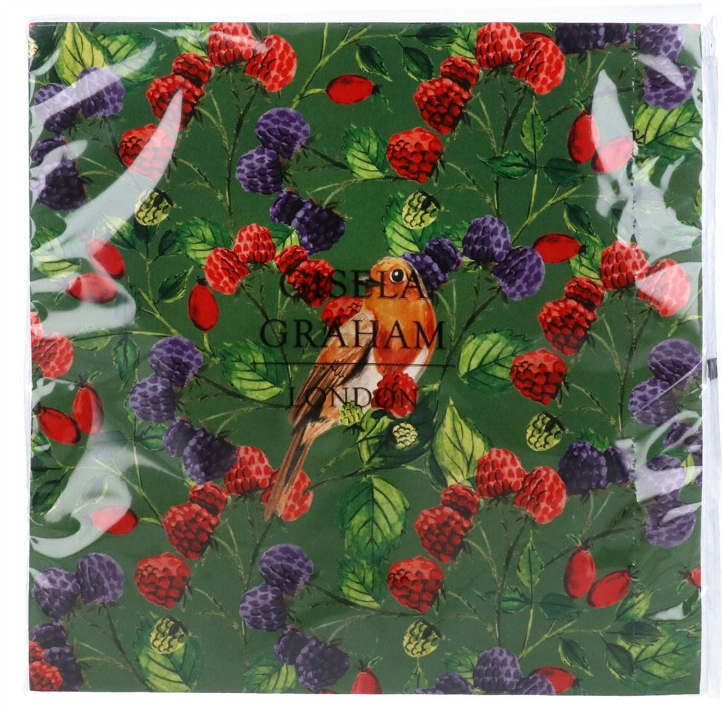 Pack of 20 Robin & Berries Christmas Napkins | Festive Paper Napkins ...