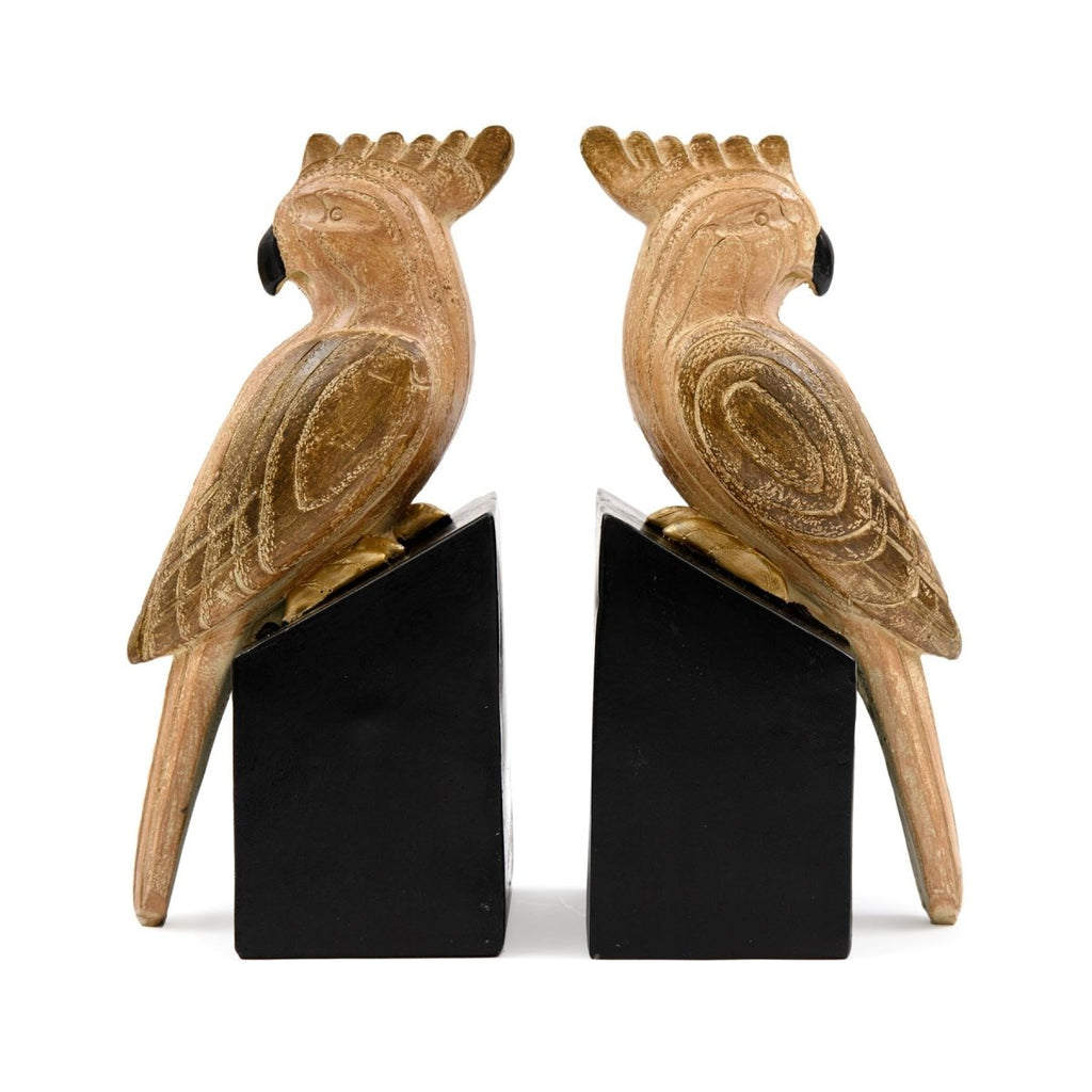 Pair of Sepia Palm Cockatoo Bookends | Decorative Tropical Bird Book H ...
