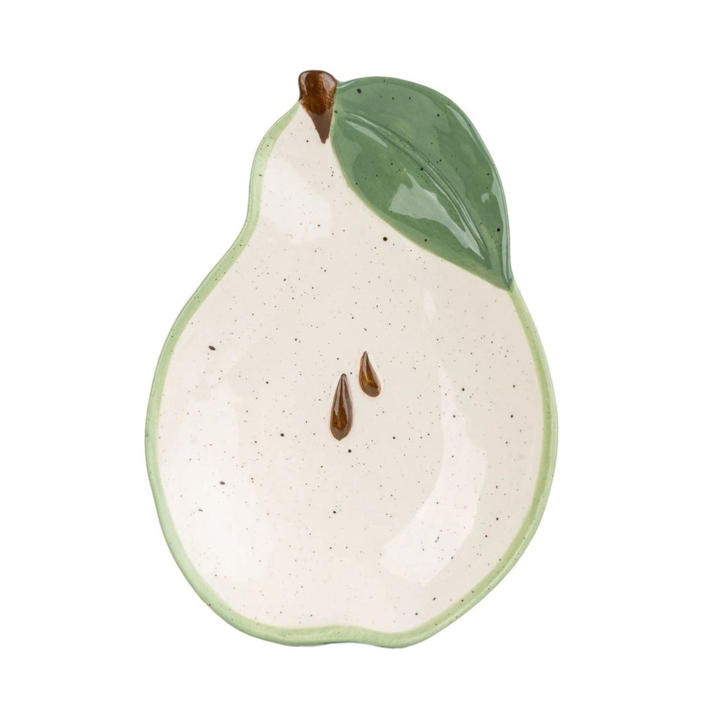 Pear Shaped Dish | Green Ceramic Pear Snack Bowl with Leaf Detail - 16 ...