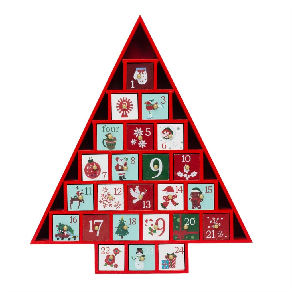 Red Wooden Christmas Tree Advent Calendar | Fill Your Own Advent Calen ...