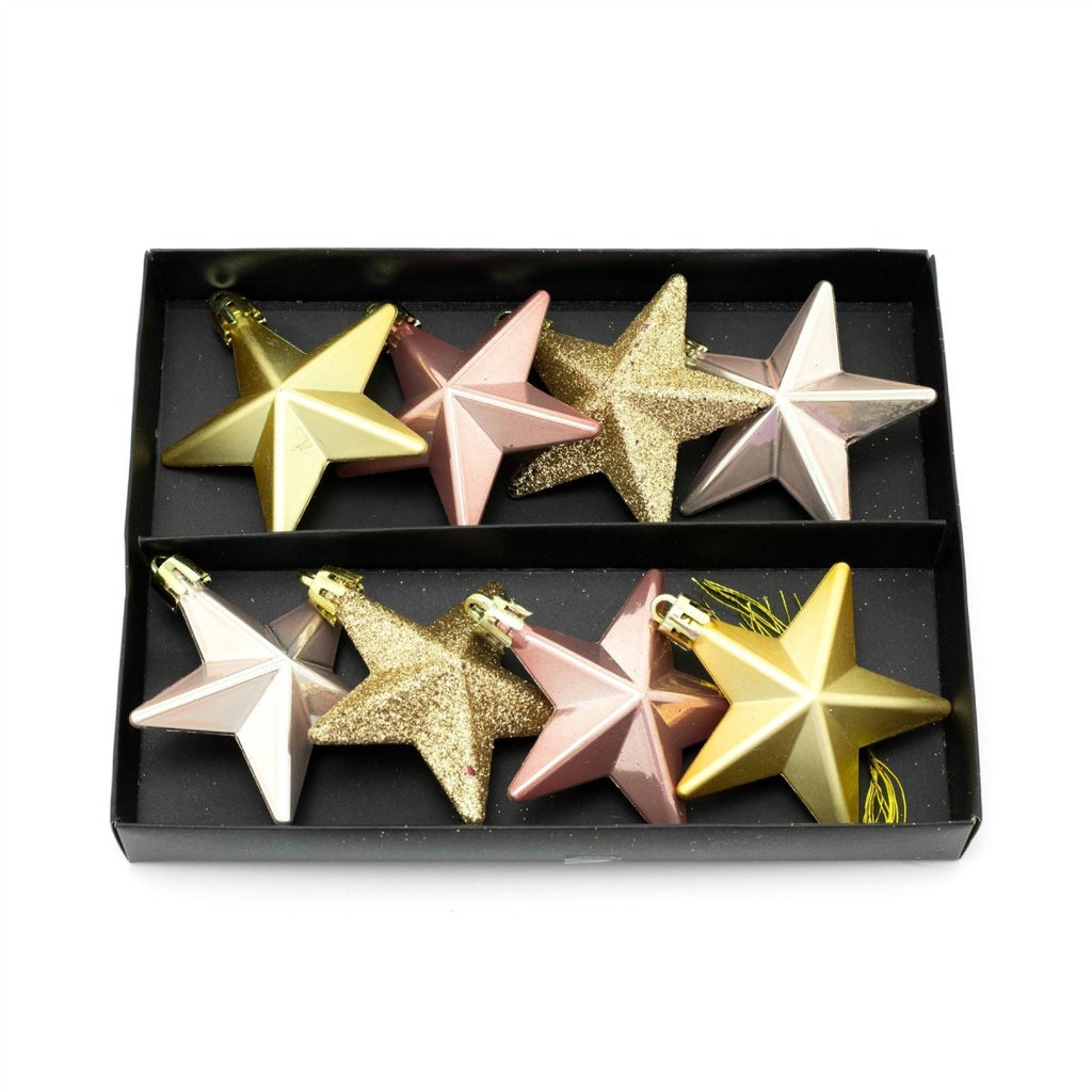 Rose Gold 8 Piece Mini Christmas Star Baubles | Set Of 8 Star Christma ...