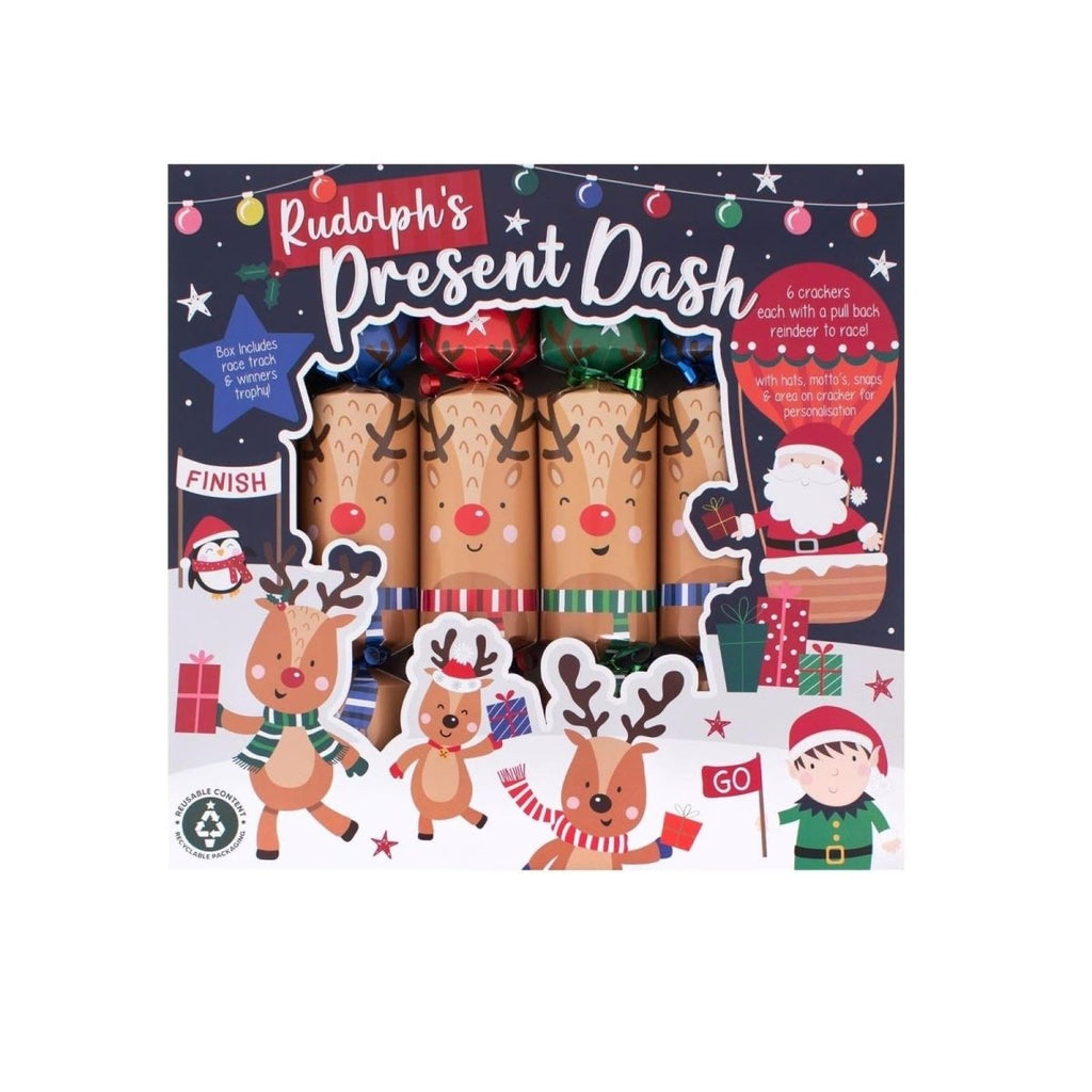 Rudolphs Present Dash Christmas Crackers 6 Family Game Crackers Racing ...