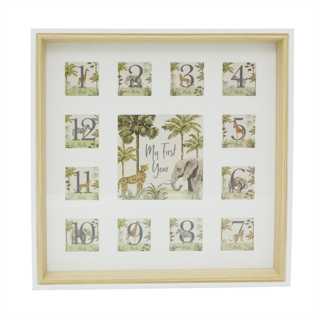 Safari Baby Photo Frame, Wooden My First Year Keepsake Picture Frame f ...
