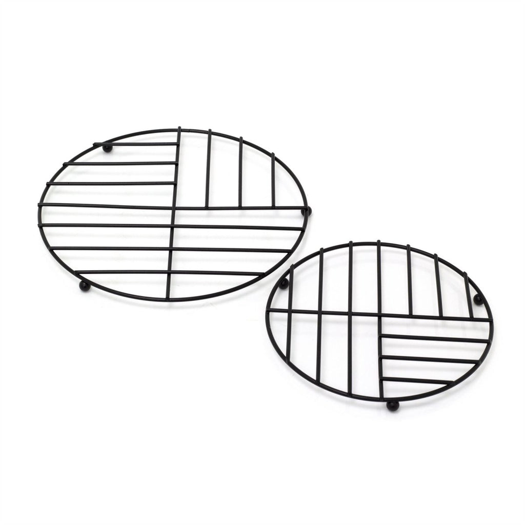 Set Of 2 Black Iron Trivet Stands | 2 Piece Pot And Pan Stand Metal Tr ...