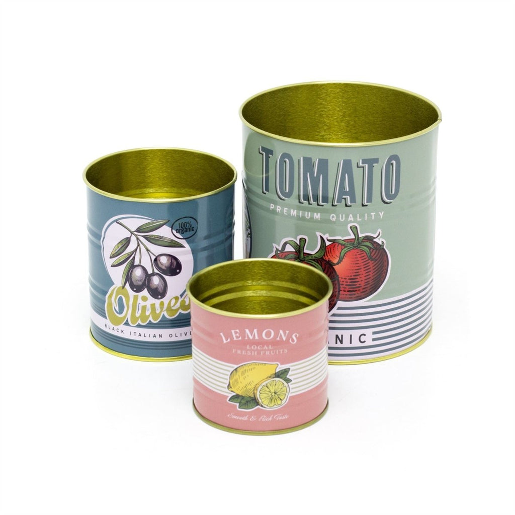 Set of 3 Retro-Style Storage Tins | 3-piece Vintage Replica Food Cans ...