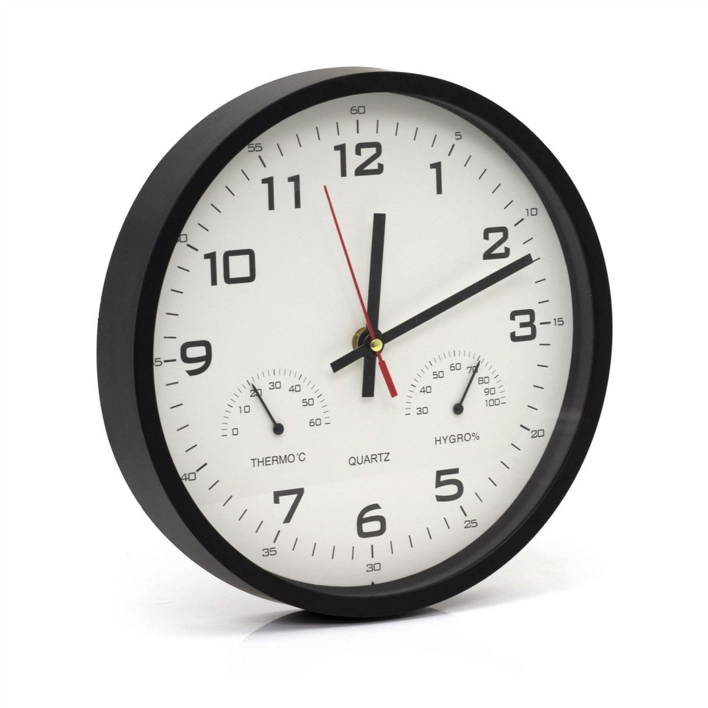 Temperature Humidity Wall Clock | Round Hygrometer Thermometer Wall Cl ...