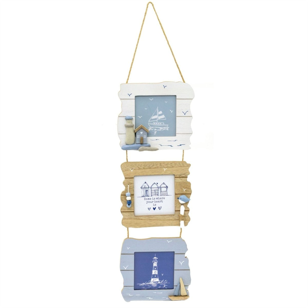 Triple Hanging Nautical Photo Frame | 3 Aperture Picture Frame Collage ...