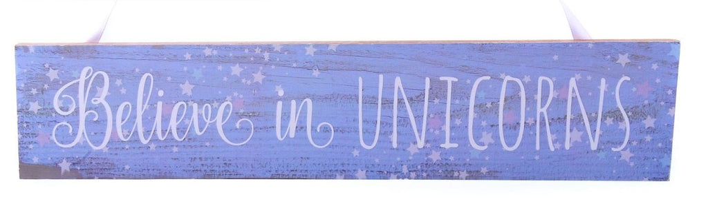 Wooden Unicorn Hanging Sign - Believe In Unicorns Plaque with Ribbon ...